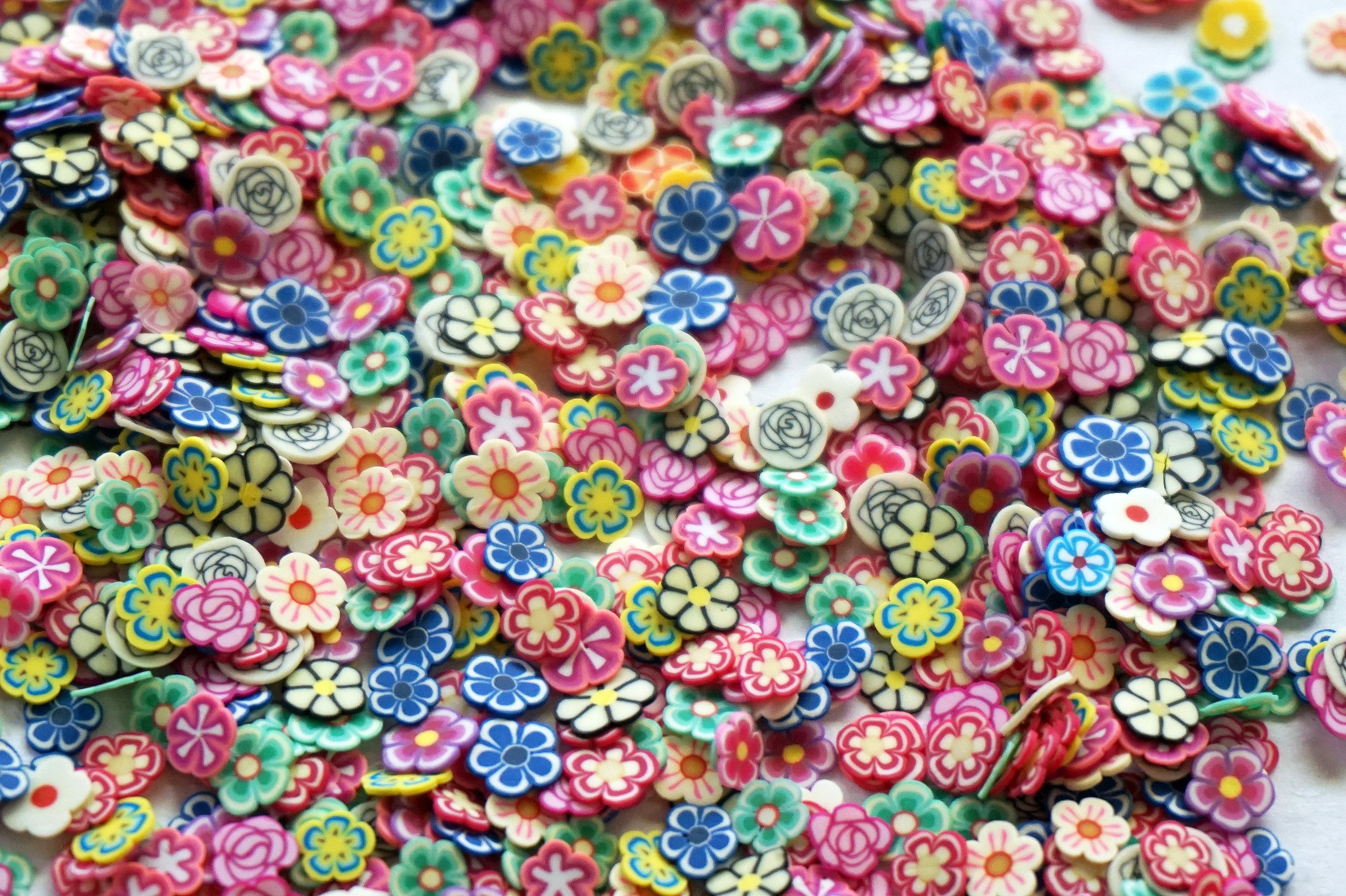 FLOWERS FIMO PIECES Fimo Slices Flowers Nail Charms Slime | Etsy