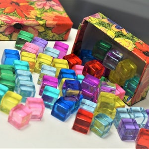 Colorful TRANSPARENT Mini CUBES for Craft, DIY Small Multi Color Clear ...