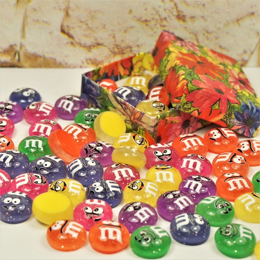 ROUND M CANDY BEANS, Mixed Glittery Jelly Candy Round Flatback ...