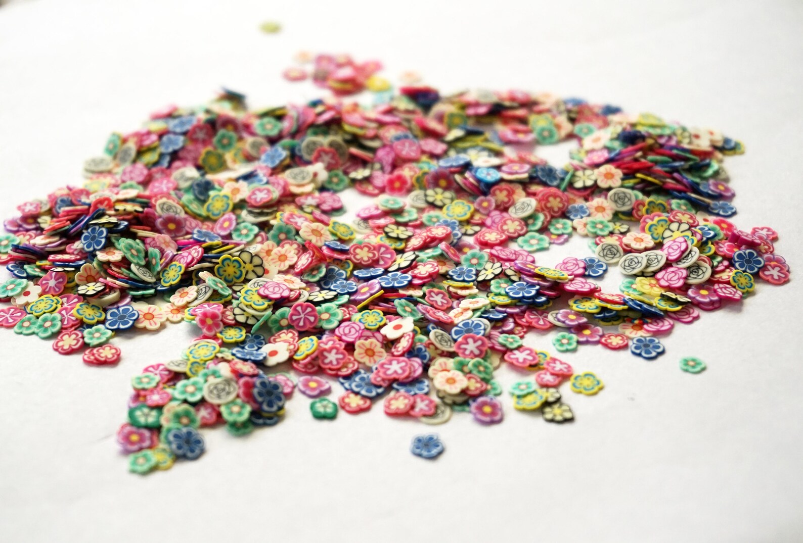 FLOWERS FIMO PIECES, Fimo Slices, Flowers Nail Charms, Slime Beads ...
