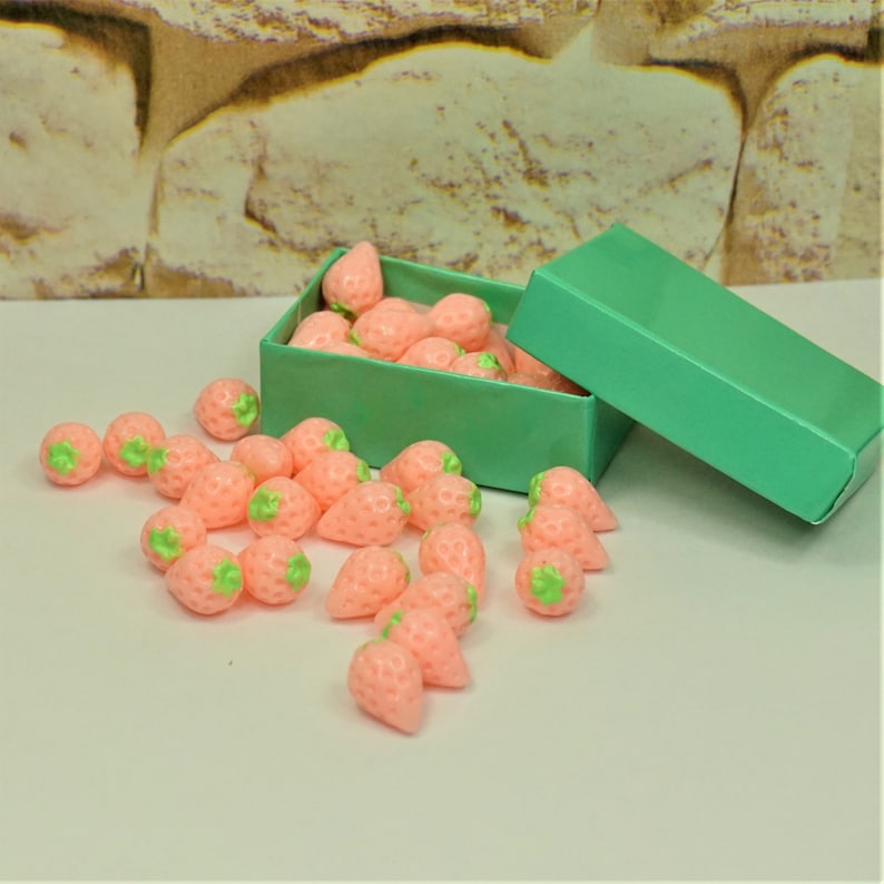 MINI PINK STRAWBERRIES, Dollhouse Fruits, Pastel Colors, Gift for Kids ...