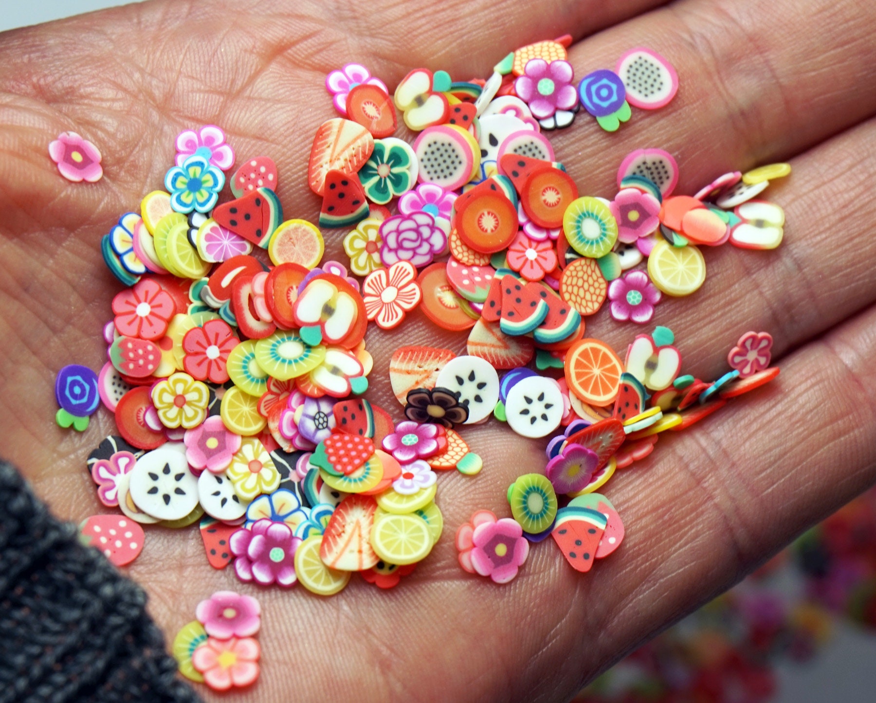 FIMO FRUITS FLOWERS Slices 1200 PCs Small gift for kids Kit - Etsy 日本