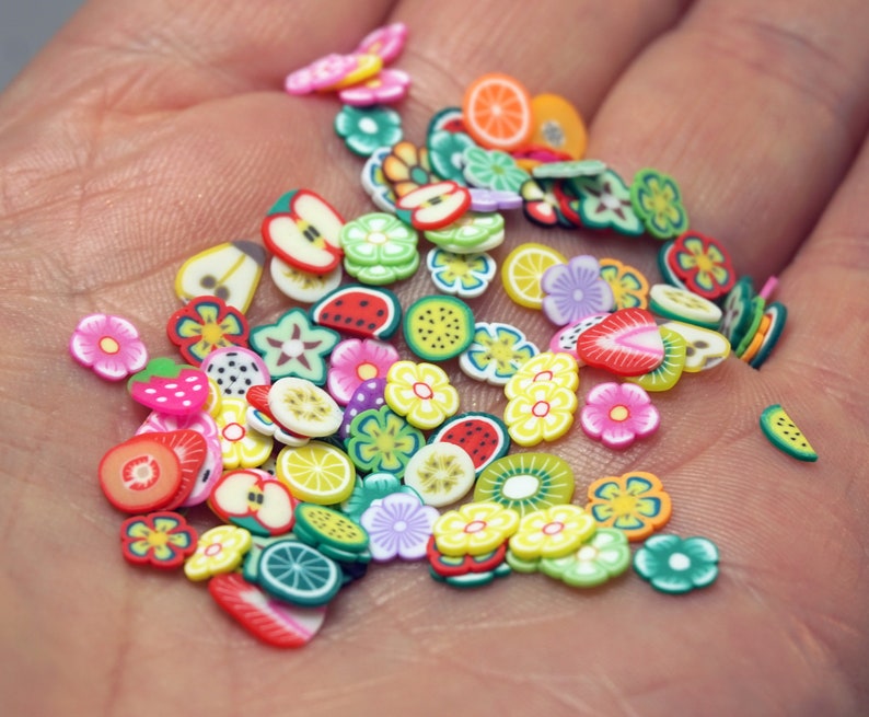 FRUITS FLOWERS FIMO Slices 1000 Fimo Pieces in Gift Box Ready | Etsy