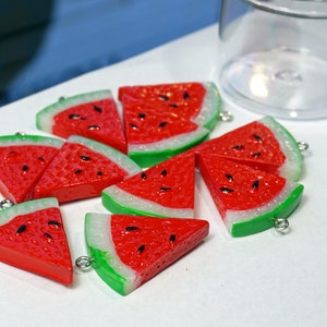 RESIN WATERMELON SLICES Pendants, Watermelon Charms for Jewelry Craft ...