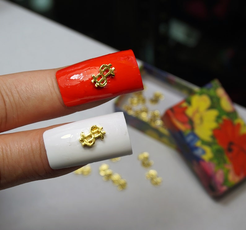 DOLLAR CHARMS for NAILS Dollar Sign Gold Charms 3D Nail Art - Etsy