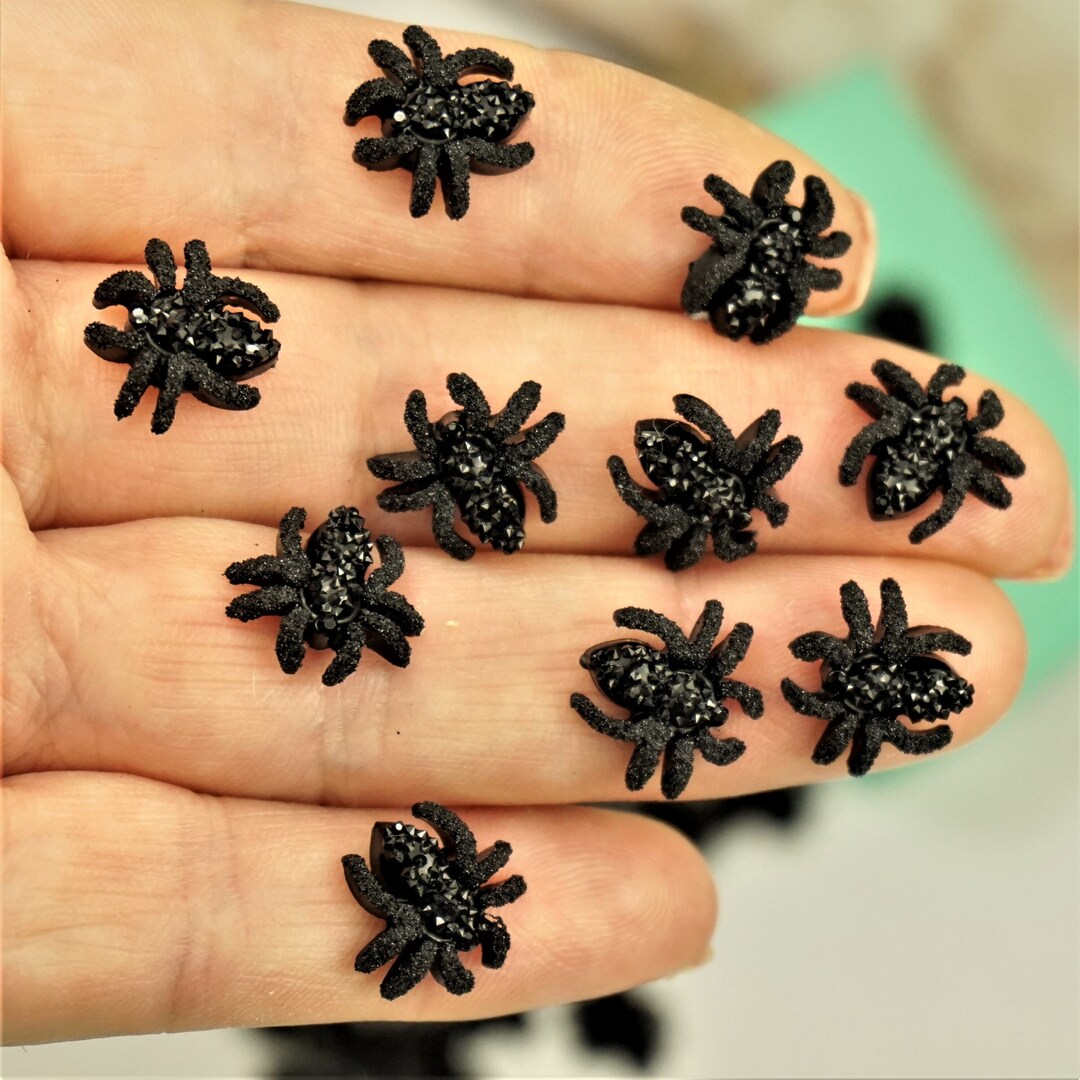RHINESTONE Black SPIDERS for HALLOWEEN Craft 3D Nail Art Halloween ...
