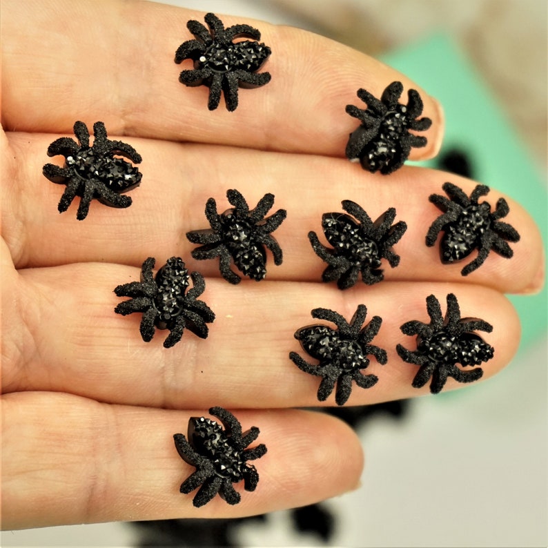 RHINESTONE Black SPIDERS for HALLOWEEN Craft 3D Nail Art - Etsy