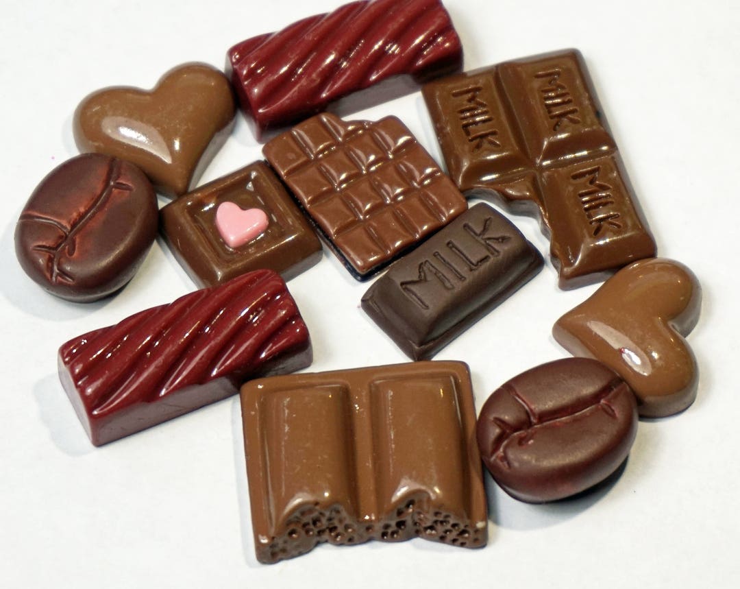 DIY CHOCOLATE PIECES, Kawaii Chocolate Flat Back Cabochons, Dollhouse ...