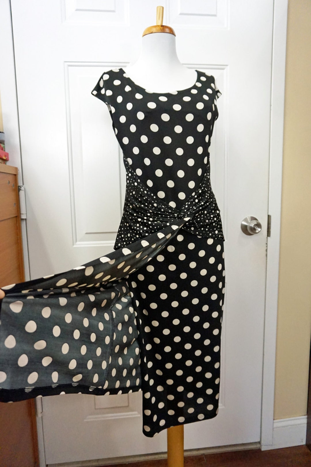 POLKA DOT PARTY Dress, European Cocktail Dress With Cap Sleeves, Summer ...