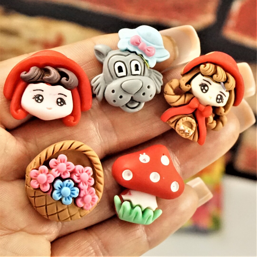 LITTLE RED RIDING Hood Cabochons, Diy Resin Flat Back Cabochons, Small ...