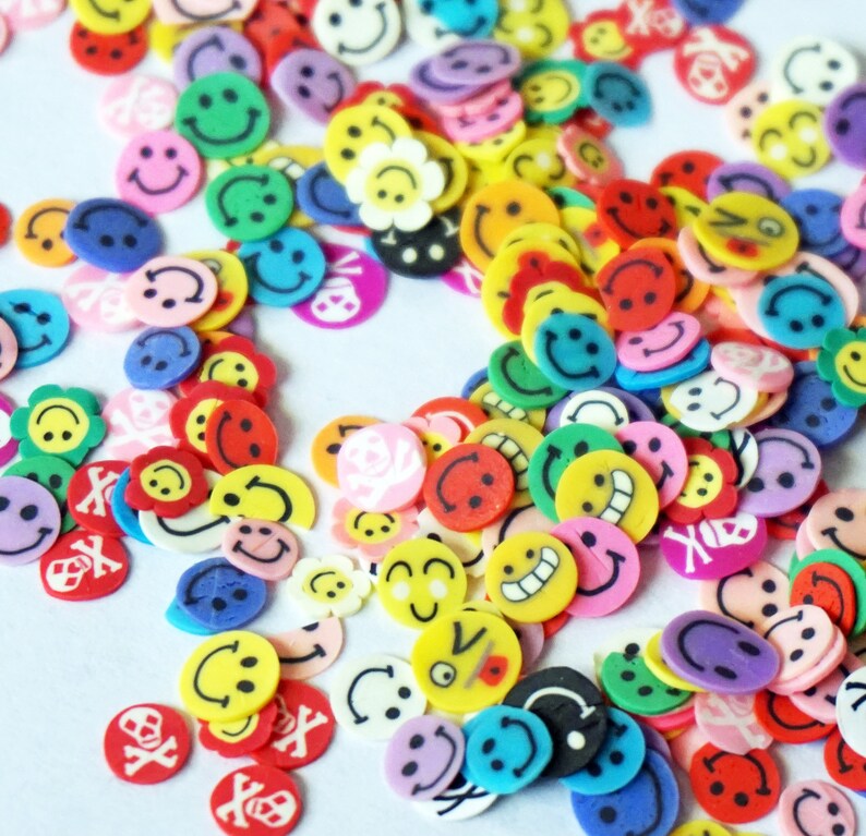 SMILEYS FIMO SLICES Nail Charms 1000 Fimo Pieces Gift Box | Etsy