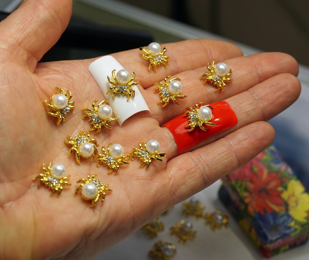 Gold MINI SPIDERS for Halloween Craft, DIY Rhinestone Spiders With ...