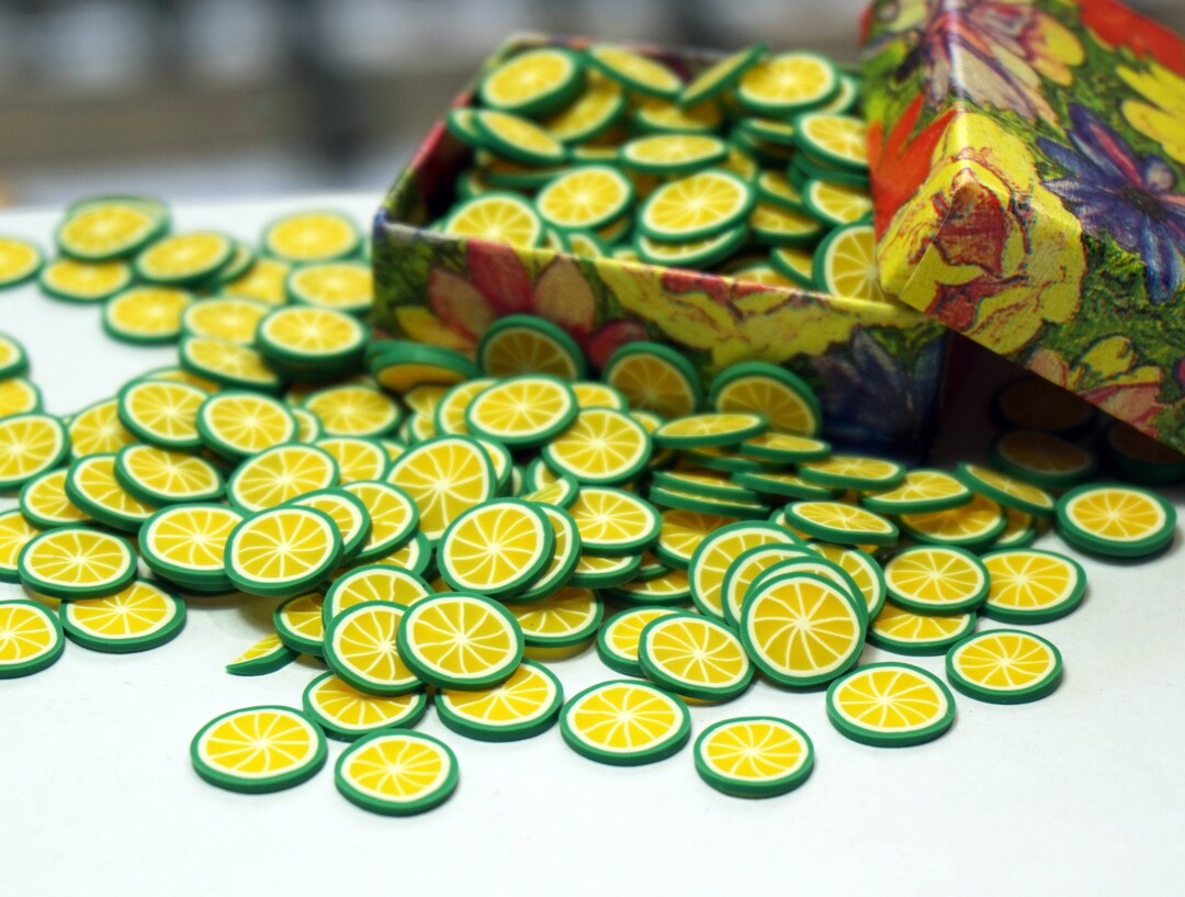 LIME FIMO Slices for Craft in Gift Box, Polymer Clay CITRUS Fruits ...