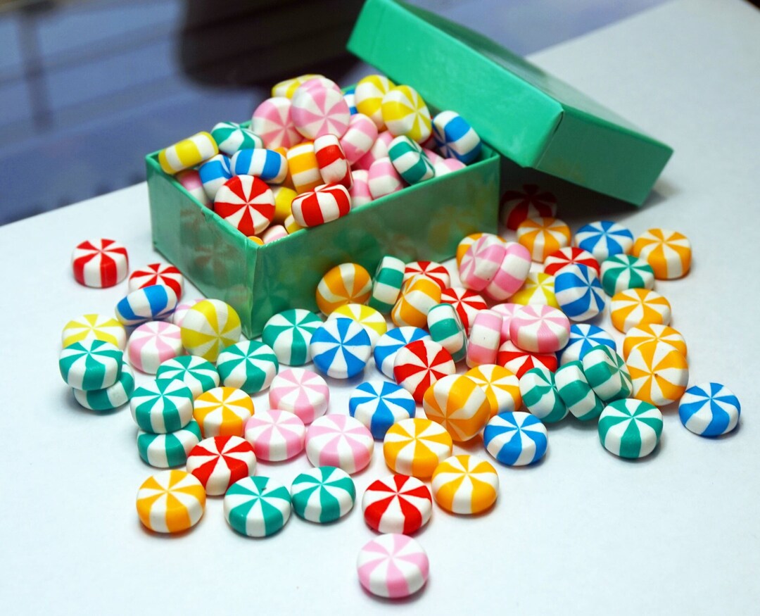 PEPPERMINT ROUND CANDIES for Craft Mixed Swirl Candy Cabochons ...