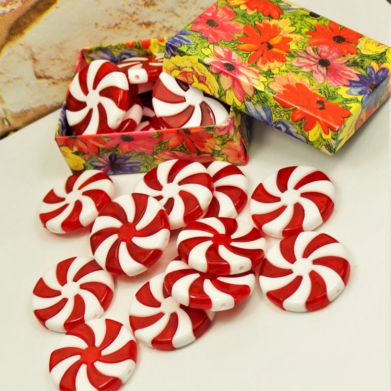 Peppermint Candy Christmas Ornaments, Resin Swirl Pendants (6 or 12 Pc ...