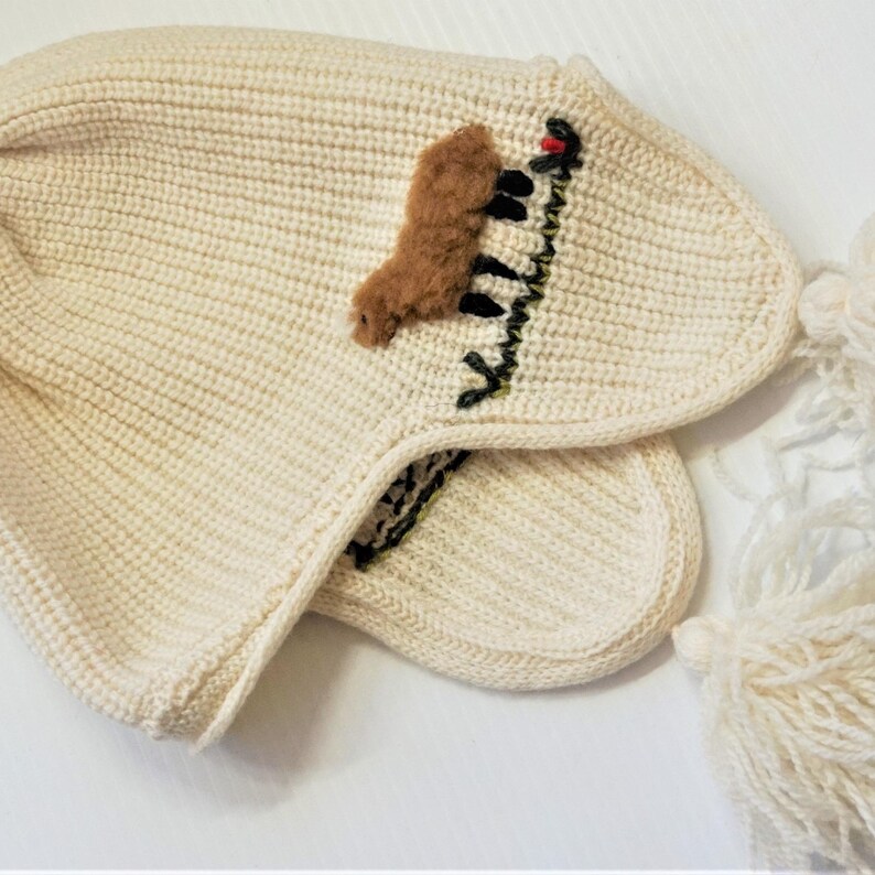 Merino Wool Aviator Hat, Sheep Applique, Knitted Winter Hat - Etsy Canada