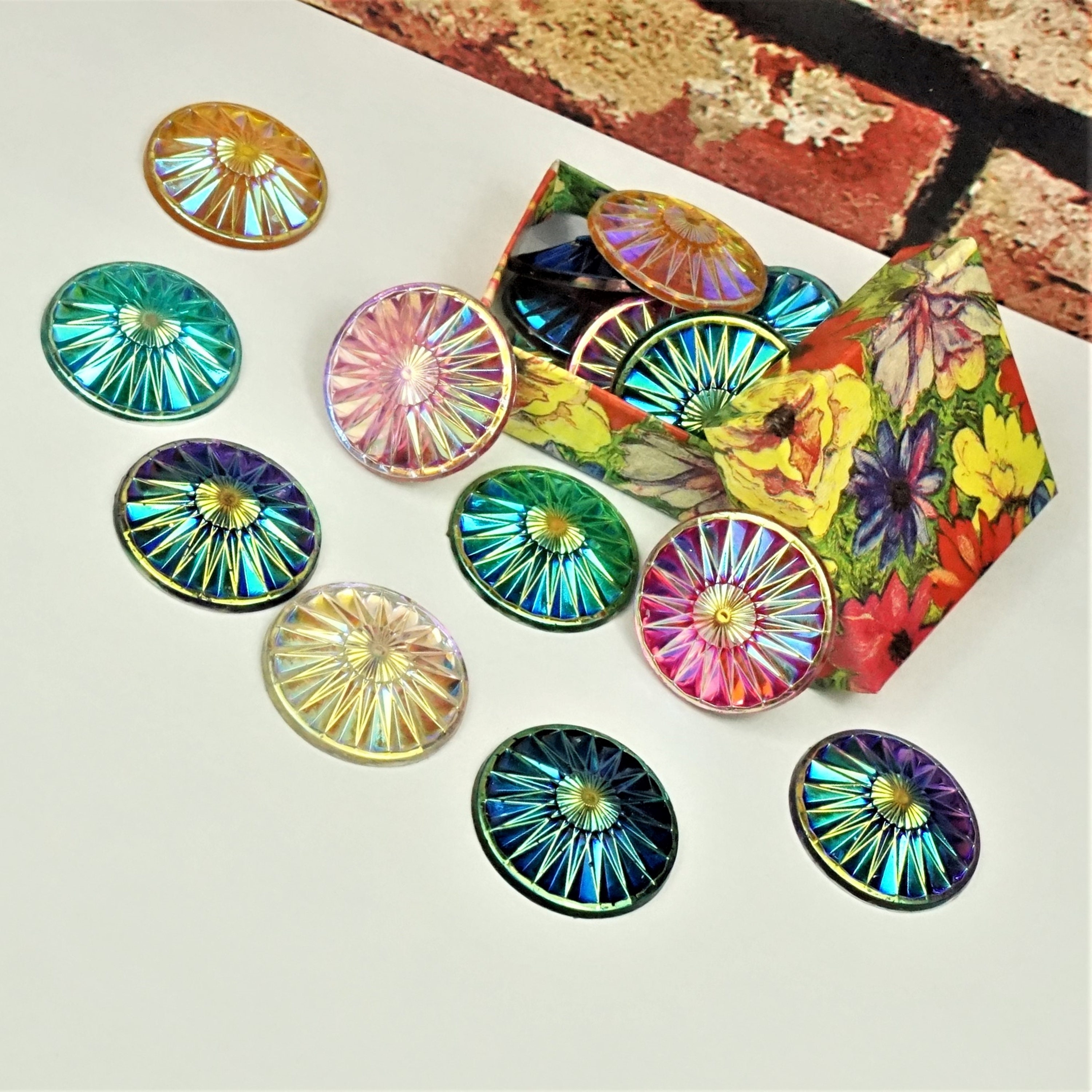 Neon Resin Wheel Cabochons, 30mm Craft Buttons, Gift Box Set - Etsy