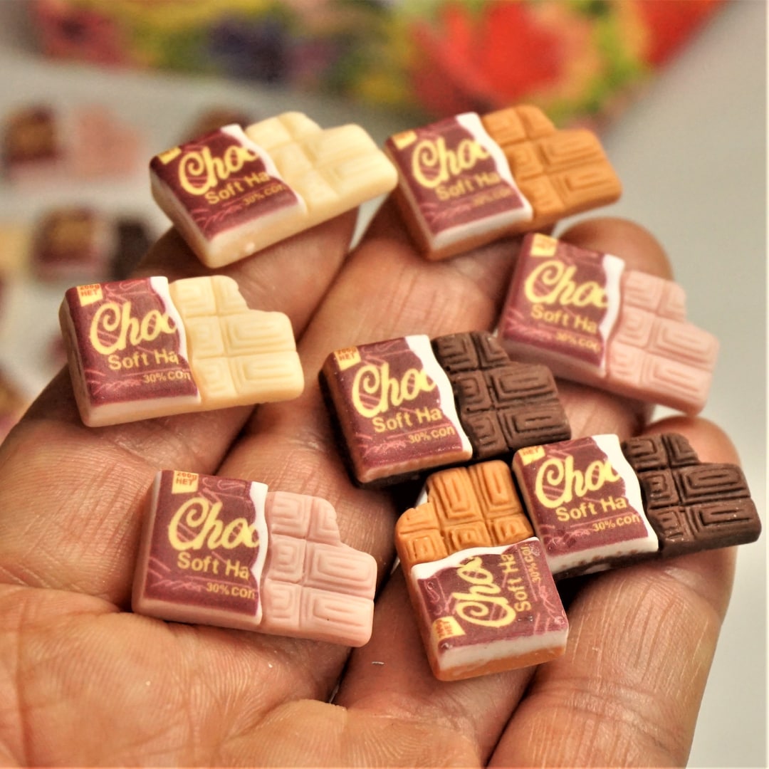 MINI CHOCOLATE BARS, Dollhouse Candies, Flat Back Cabochons, Small Gift ...