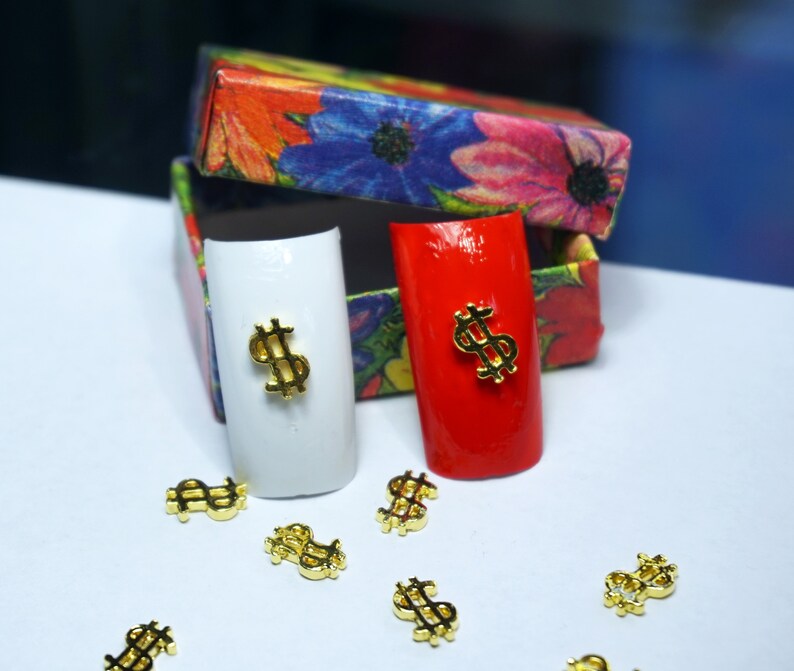 DOLLAR CHARMS for NAILS Dollar Sign Gold Charms 3D Nail Art - Etsy