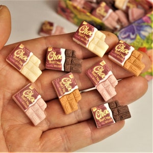 MINI CHOCOLATE BARS, Dollhouse Candies, Flat Back Cabochons, Small Gift ...