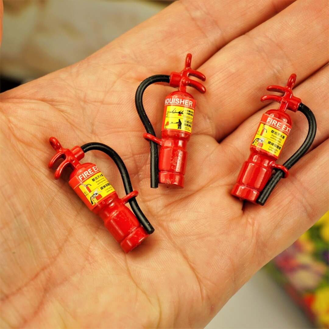 FIRE EXTINGUISHER DOLLHOUSE Miniature, 1 Real Metal Mini Fire ...