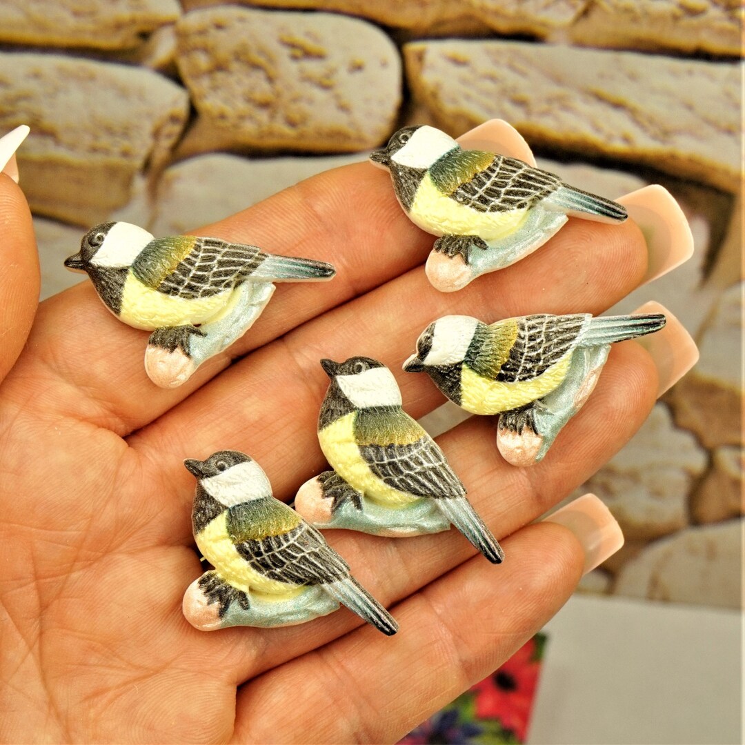 COLORFUL MINI BIRDS Flat Back Cabochons, Bird Ornaments, Mini ...