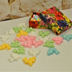 RESIN BUNNIES Flatback CABOCHONS Bunny Charms for Craft in Gift Box 10 ...