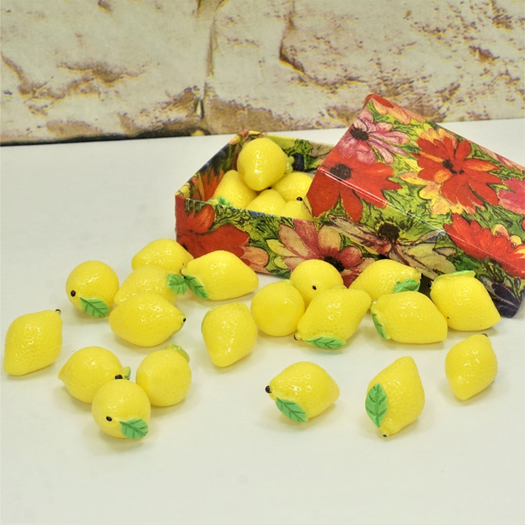 MINI LEMON FRUITS for Craft, Dollhouse Miniature Food, Resin Lemon Cabs ...