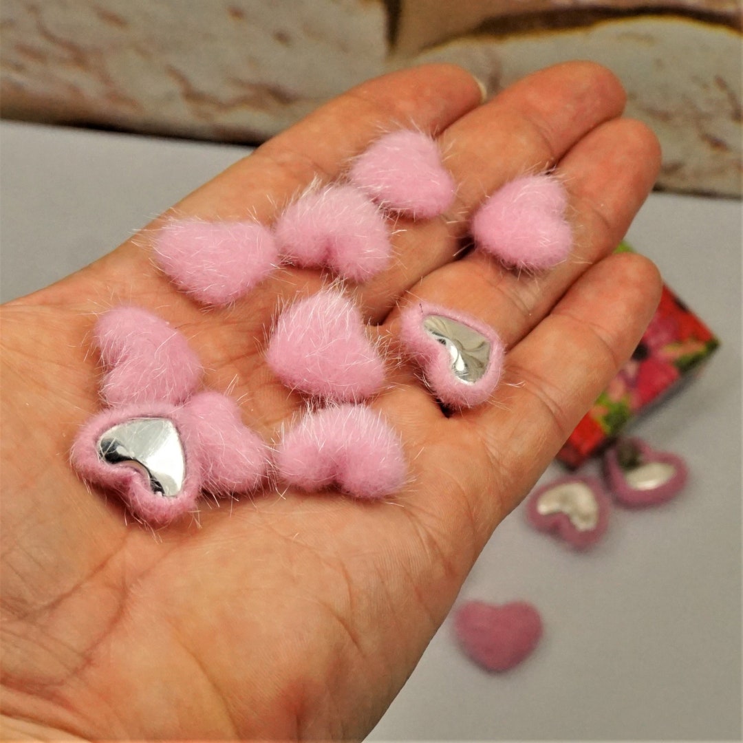 BABY PINK FURRY Hearts for Valentine Craft, Small Gift for Kids - Etsy