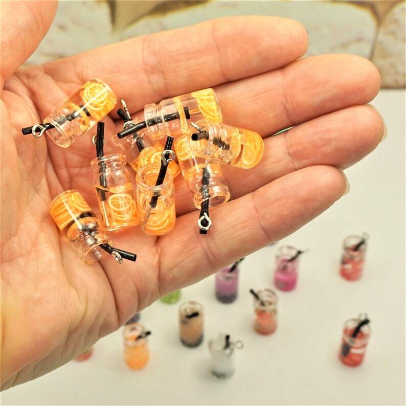 FRUIT GLASS BOTTLE Charms Mini Fruit Pendants Jewelry Creation | Etsy