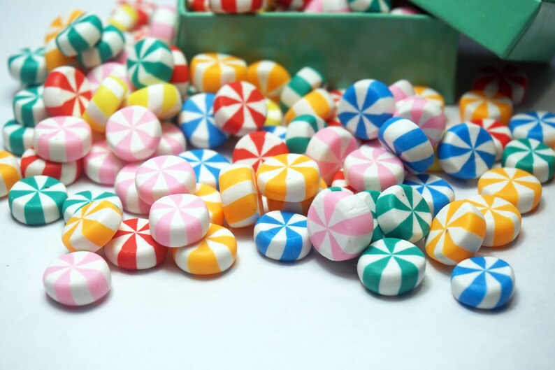 PEPPERMINT ROUND CANDIES for Craft Mixed Swirl Candy Cabochons - Etsy