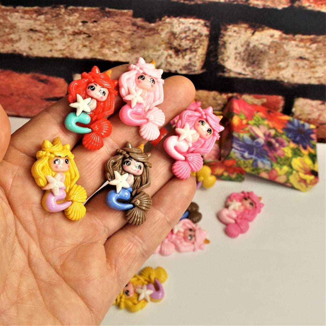 Mermaid Princess Flatback Cabochons, DIY Crafts, Mini Gift Box - Etsy