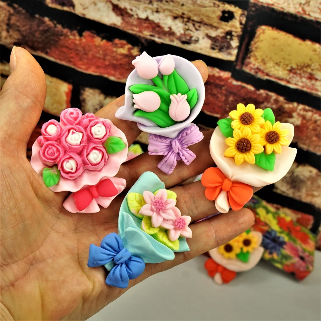 Mini Flower Bouquet Flatback Cabochons, DIY Crafts - Etsy