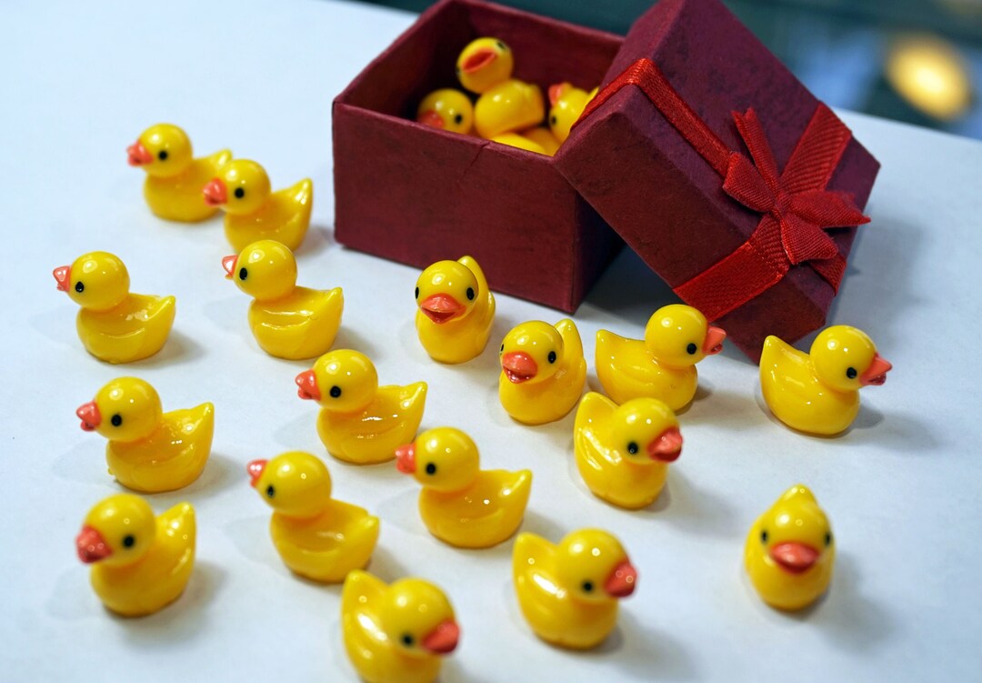 Baby Duck Cabochons, Yellow Resin Ducklings, Miniature Dollhouse ...