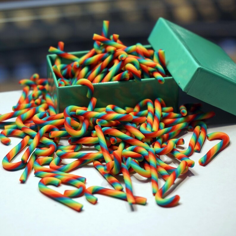 Rainbow Polymer Clay Mini Candy Canes - Dollhouse Christmas Decor - Etsy