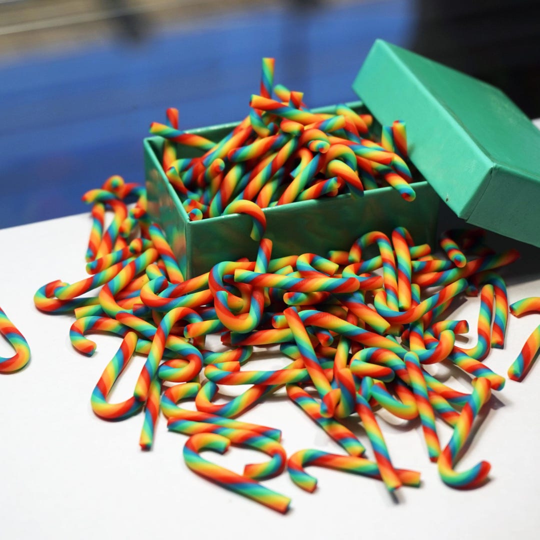 Rainbow Polymer Clay Mini Candy Canes - Dollhouse Christmas Decor - Etsy