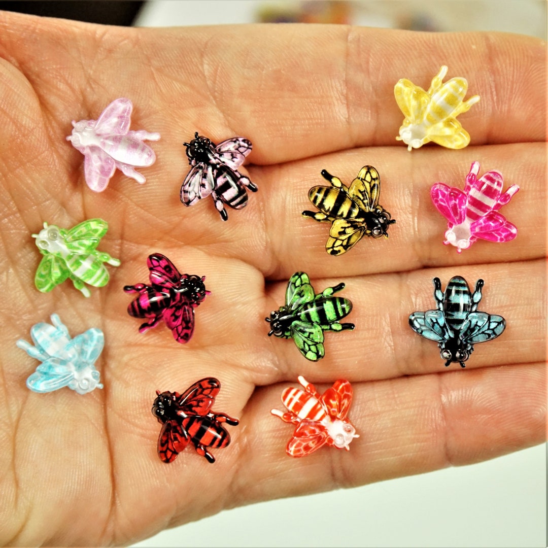 SUPER MINI BEES Colorful Honey Bee Flat Back Cabochons Bee ...