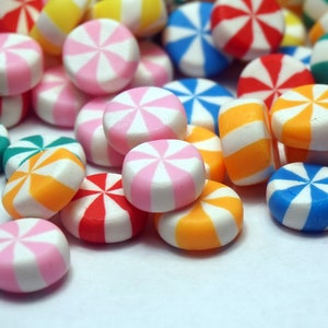 PEPPERMINT ROUND CANDIES for Craft Mixed Swirl Candy Cabochons ...