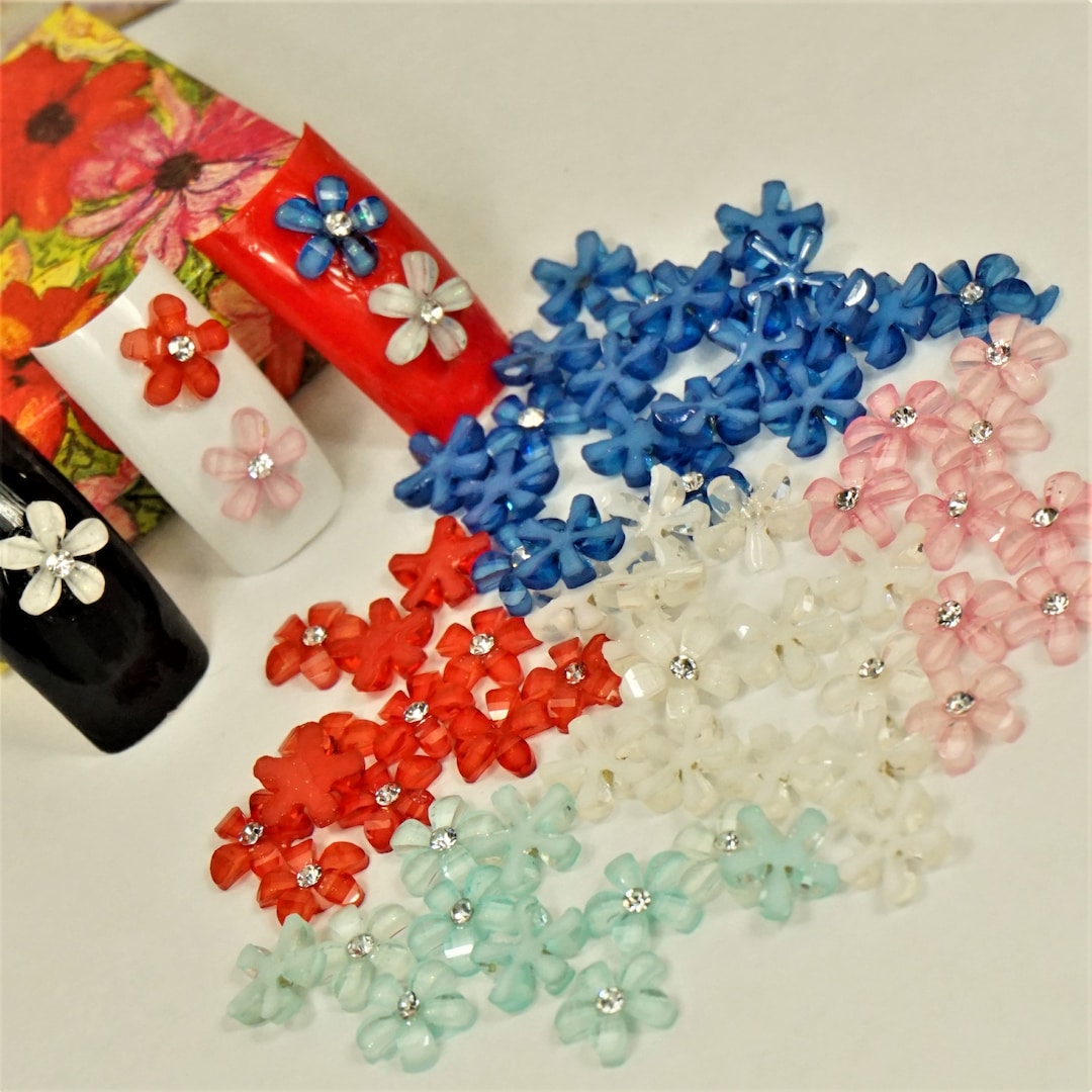 RHINESTONE FLOWERS CHARMS 3D Nail Art Diy Flowers Craft Flatback ...