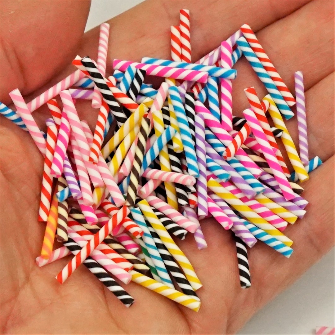 Mini TWISTED CANDY STICKS Cabochons Slime Charms Multicolor Candies ...