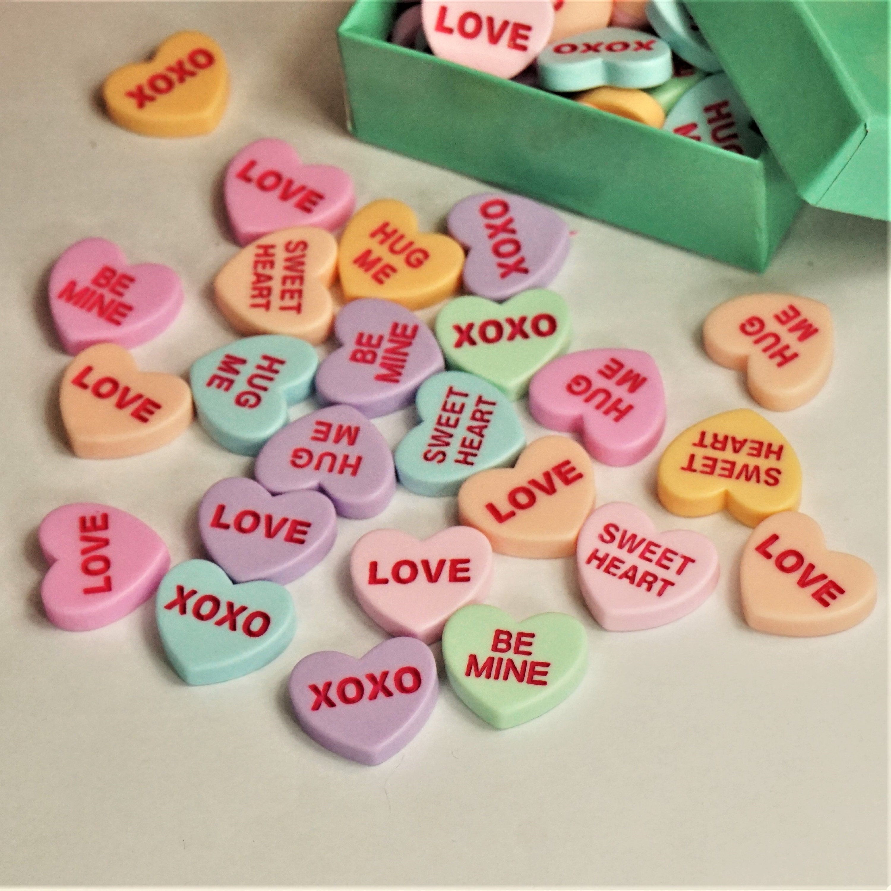 Resin Conversation Hearts - Valentines Craft - Pastel Colors - Gift Box ...