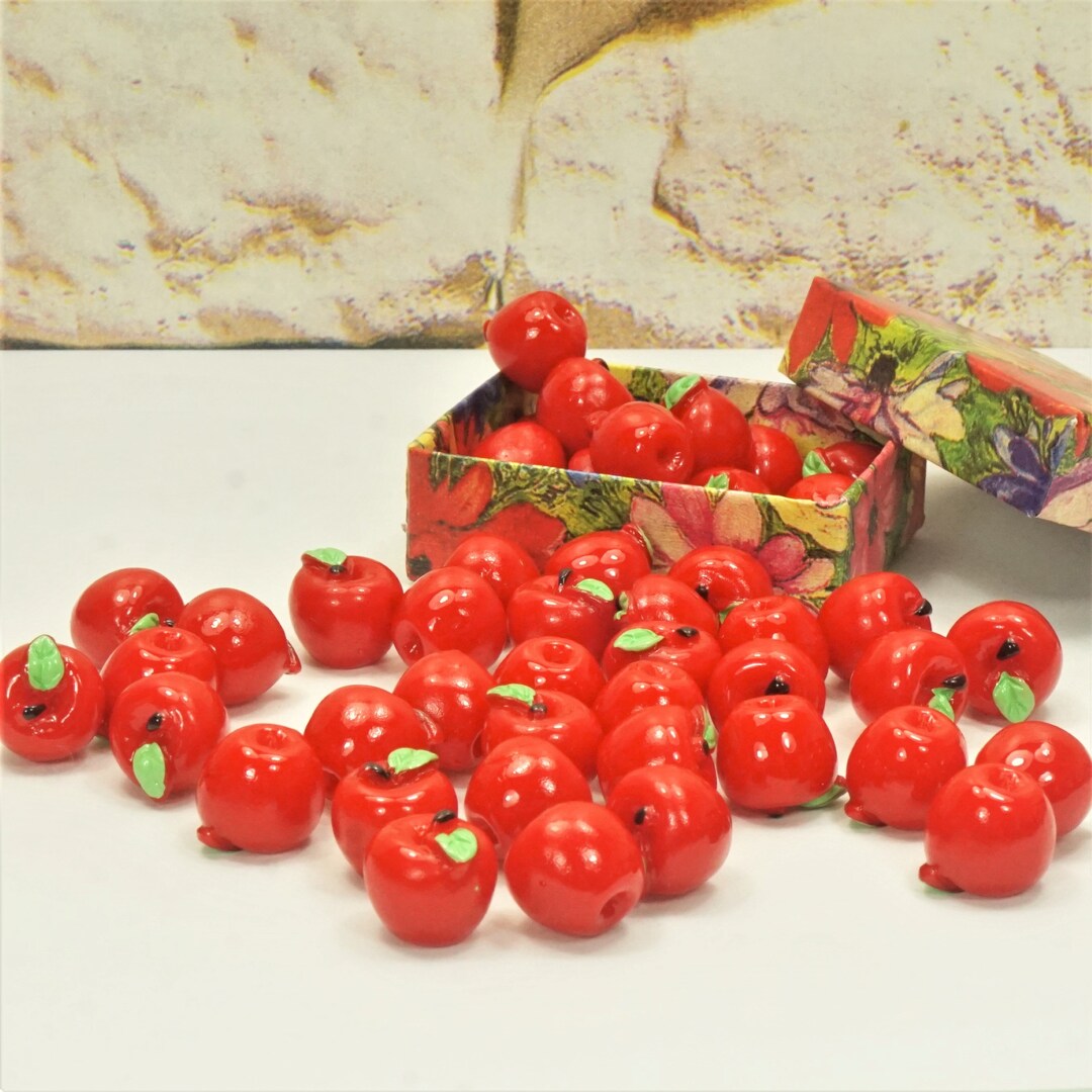 MINI Red APPLES FRUITS for Craft Dollhouse Miniature Food Resin Apple ...