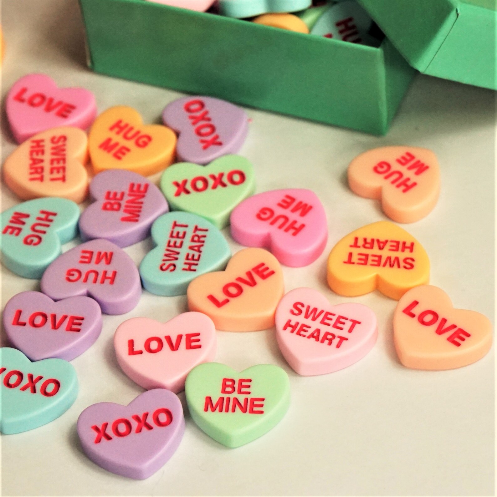 PASTEL CONVERSATION HEARTS Cabochons Resin Hearts With Words - Etsy