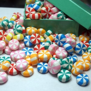 PEPPERMINT ROUND CANDIES for Craft Mixed Swirl Candy Cabochons ...
