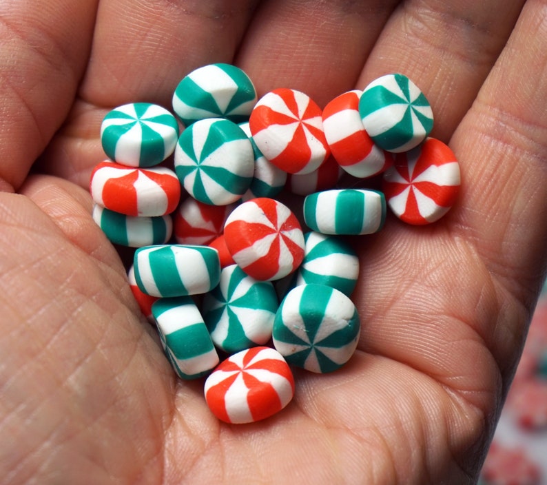 GREEN Red Mixed Xmas PEPPERMINT CANDIES Swirl Round Christmas | Etsy