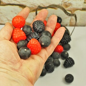 LIFELIKE BERRIES MIX, Artificial Blueberries, Fake Raspberries, Big Blackberries, 10 Mixed ...