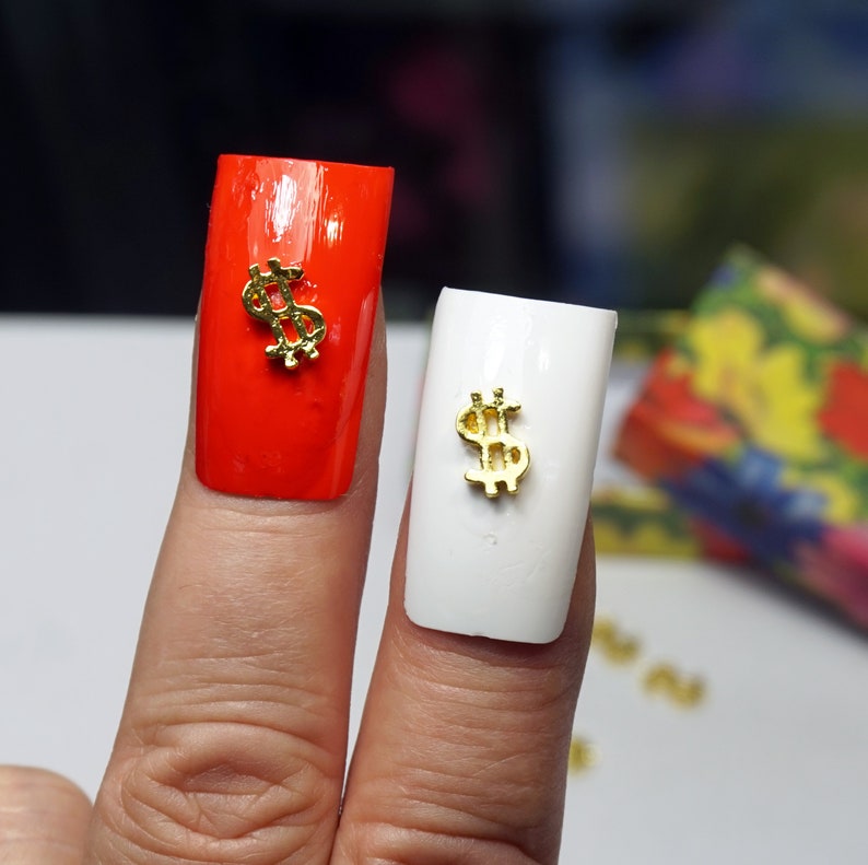 DOLLAR CHARMS for NAILS Dollar Sign Gold Charms 3D Nail Art - Etsy