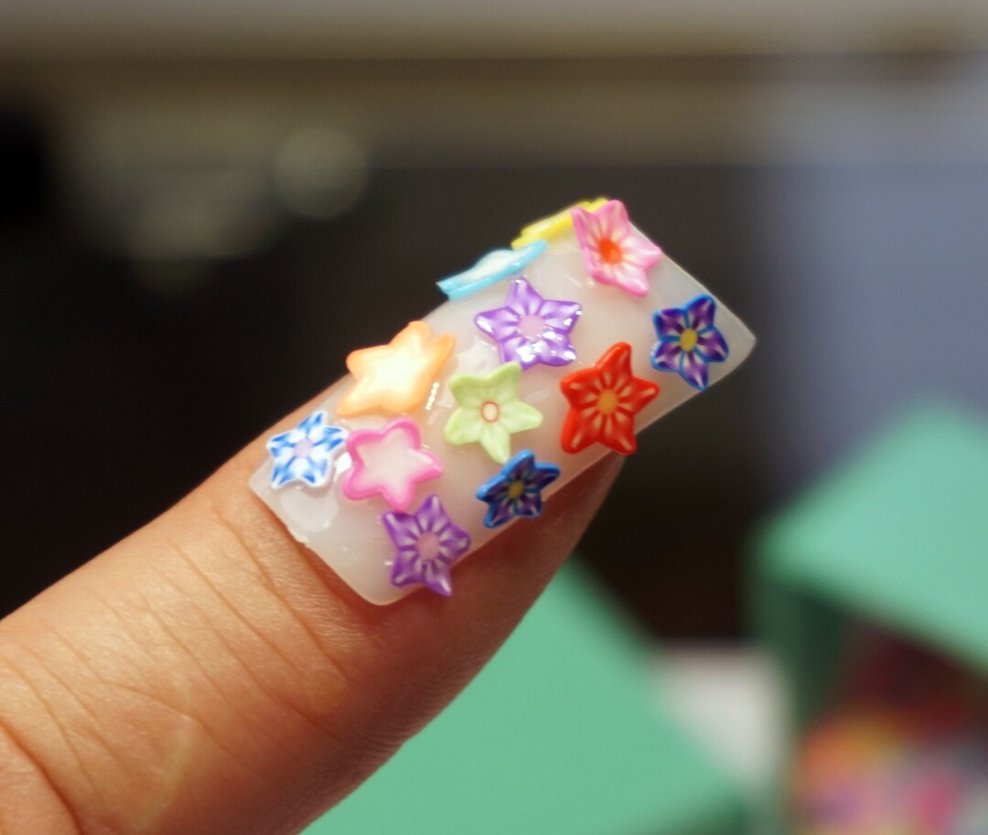 DIY FIMO FLOWERS, Nails Charms, Star Flowers, 1000 Fimo Slices Box, 3D ...
