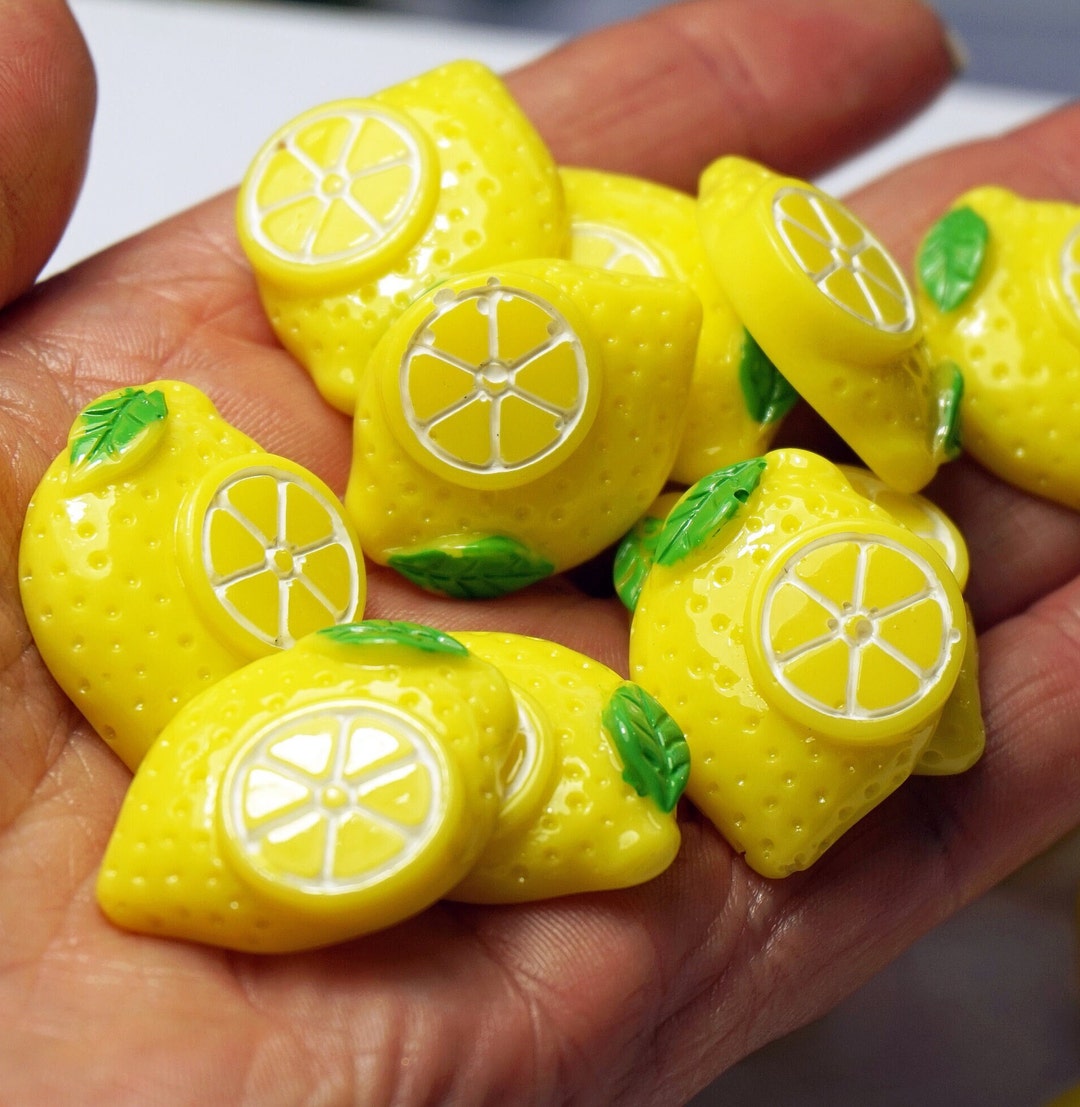 Resin Lemon Cabochons With Leaf, Craft Embellishments - Etsy