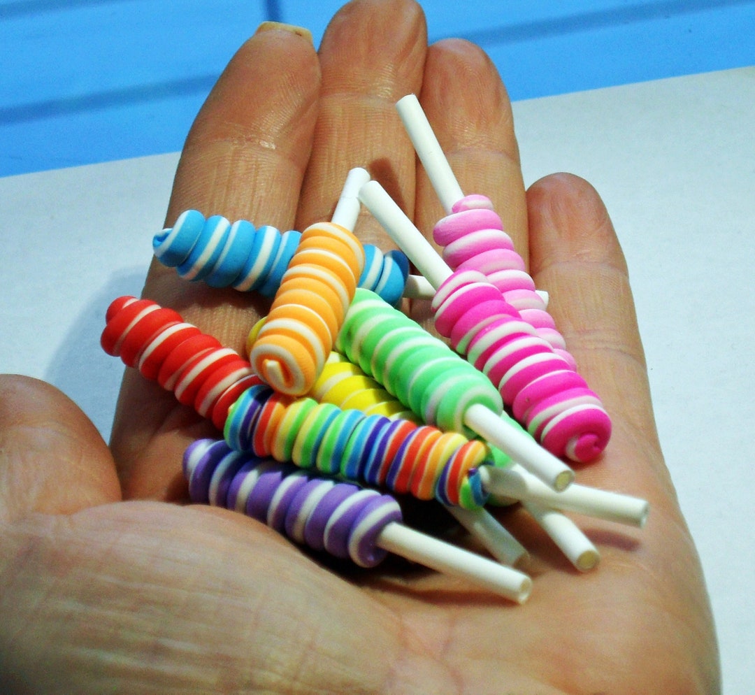 SWIRL LOLLIPOP CANDIES for Craft Dollhouse Miniature Food Diy Lollipops ...